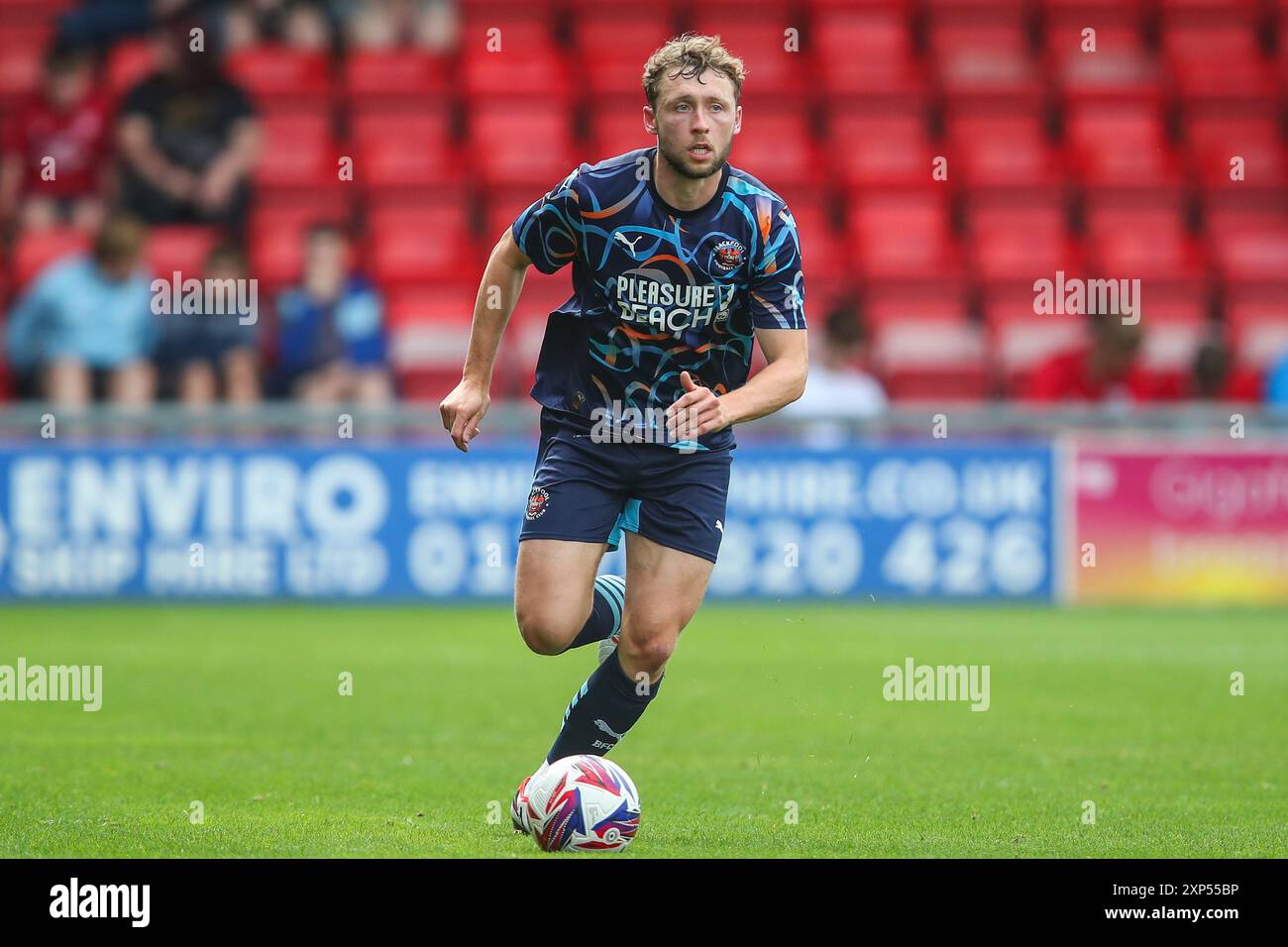 Matthew Pennington of Blackpool during the Pre-season friendly match ...