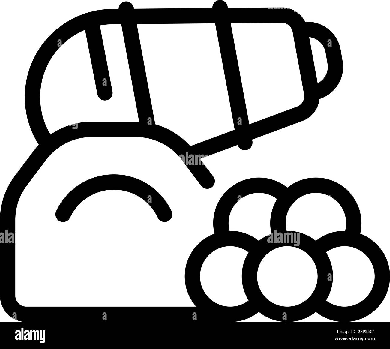 Line art icon of an old cannon aiming and ready to shoot cannonballs ...