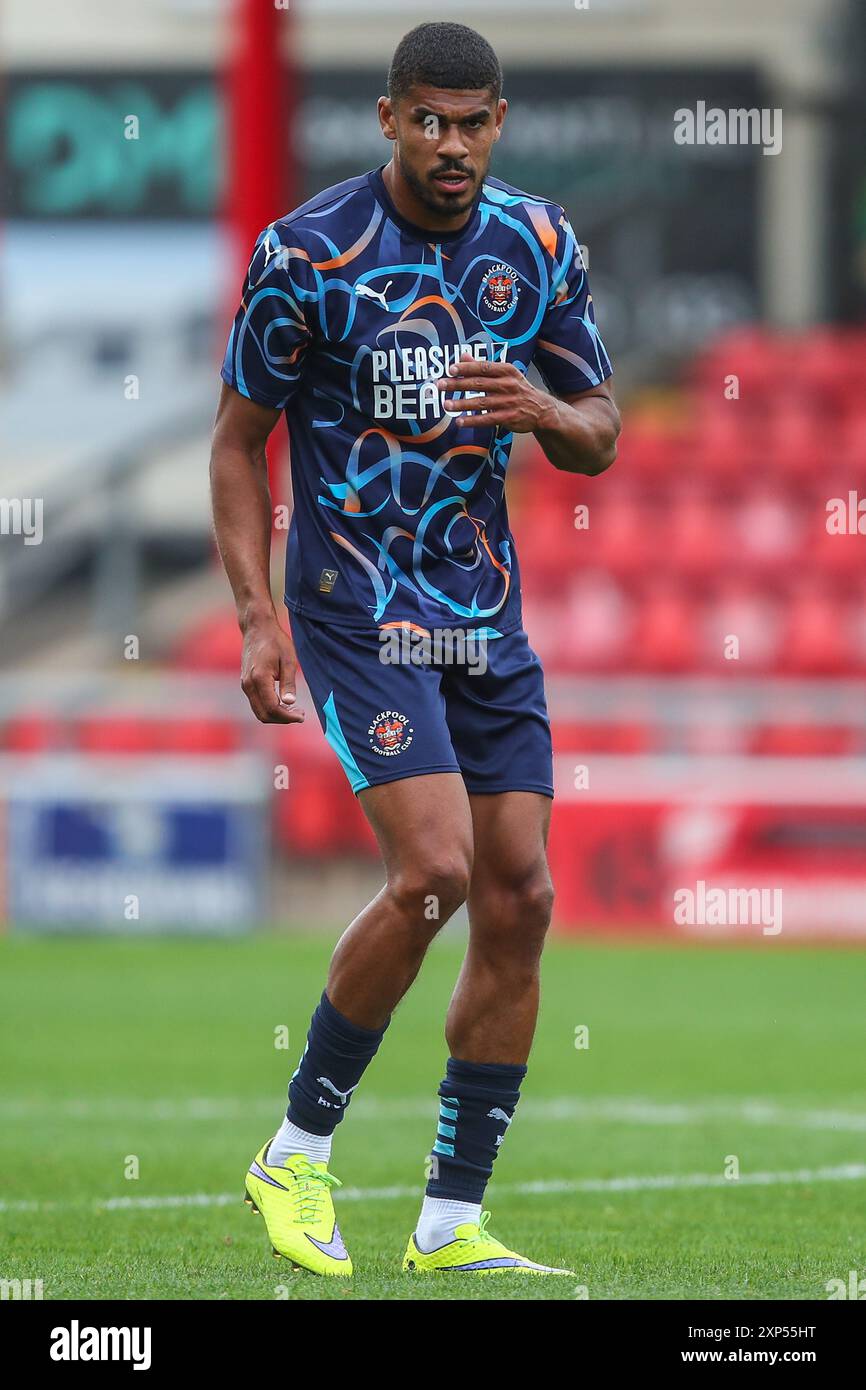 Ash Fletcher of Blackpool during the Pre-season friendly match Crewe ...
