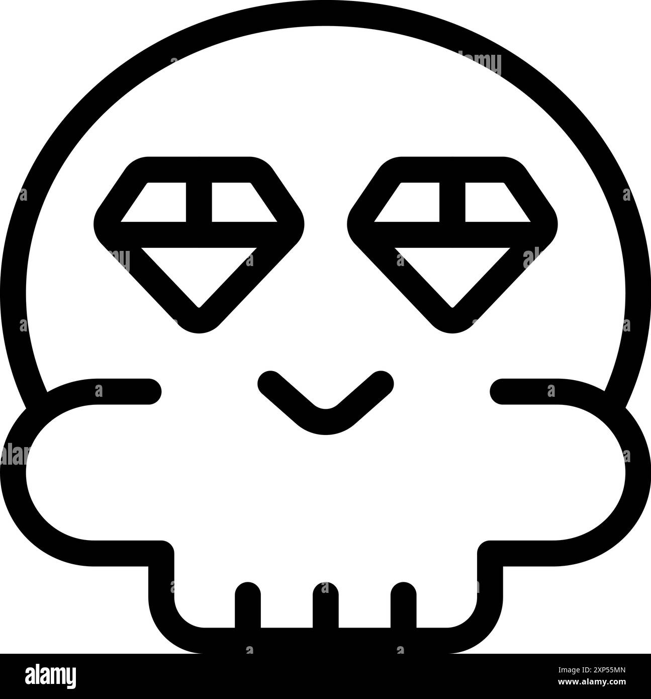 Minimalist illustration featuring a smiling skull with sparkling ...