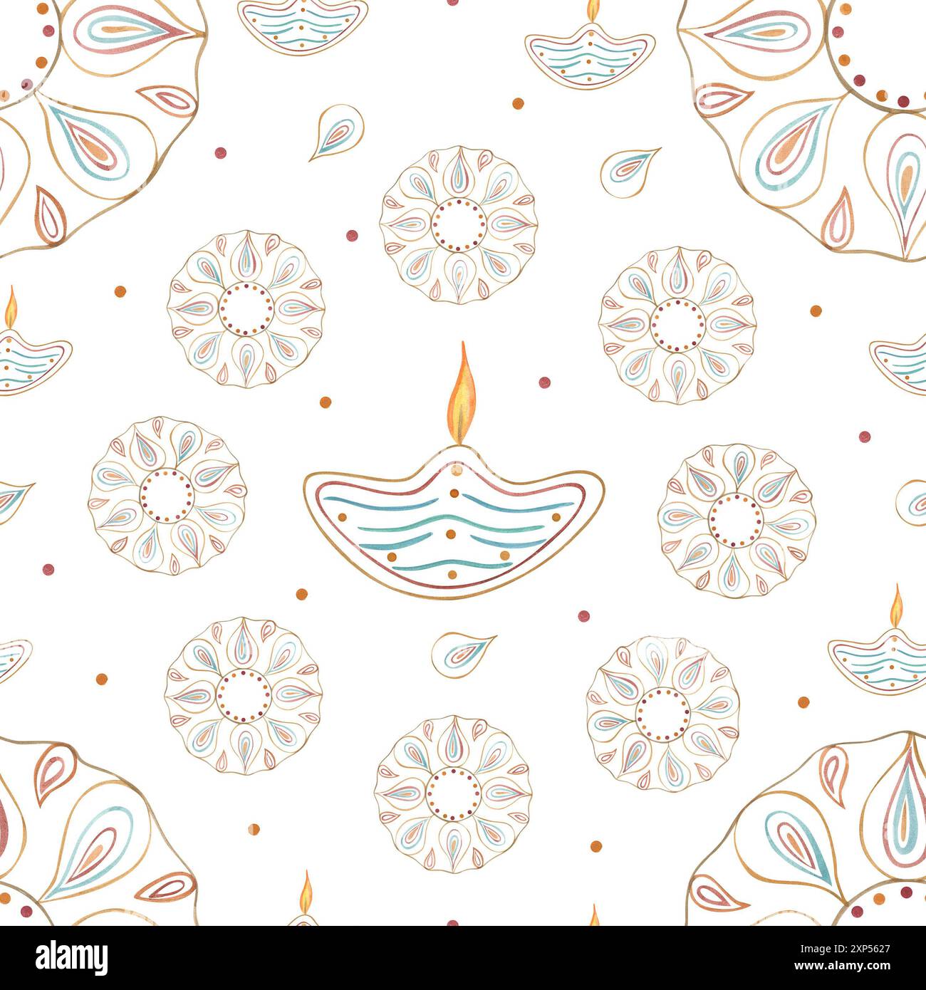 Gorgeous lamps and intricate floral geometric motifs. Seamless Pattern ...