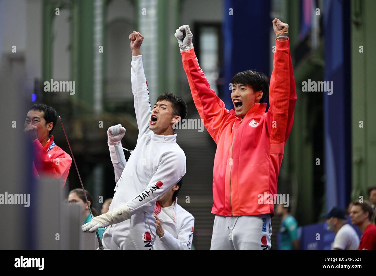 Paris, France. Credit: MATSUO. 2nd Aug, 2024. (L-R) Kazuyasu Minobe ...