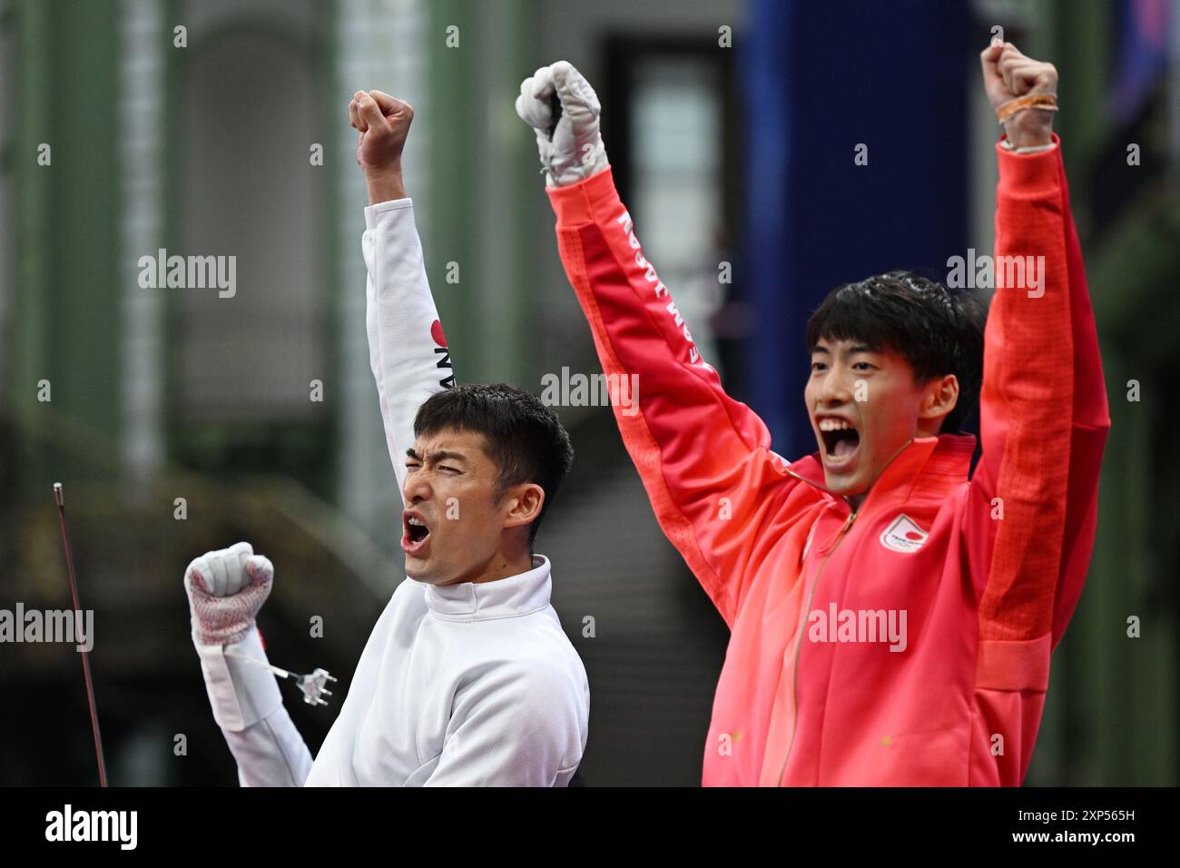 Paris, France. Credit: MATSUO. 2nd Aug, 2024. (L-R) Kazuyasu Minobe ...