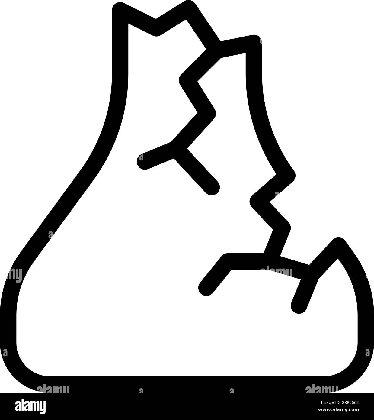 Line art icon of a broken chemical flask, symbolizing a failed ...