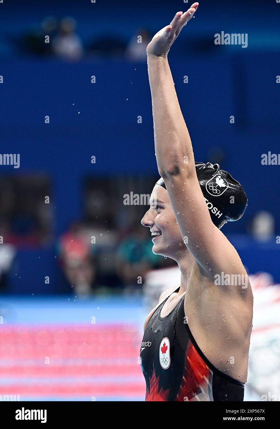 Paris, France. 3rd Aug, 2024. Summer McIntosh of Canada celebrates ...