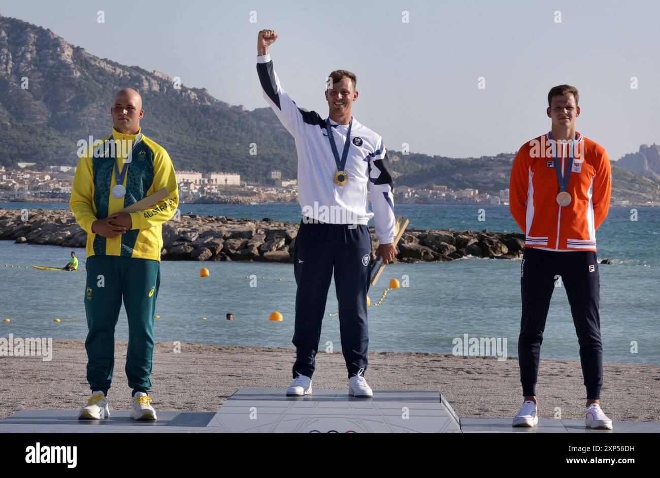 (L to R) Silver medallist Grae Morris of Australia, gold medallist Tom ...
