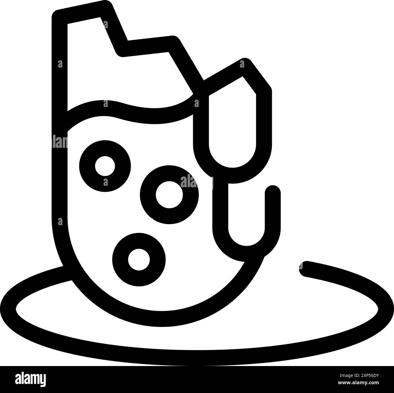 Simple icon of a crater forming on a planet surface after a meteorite ...