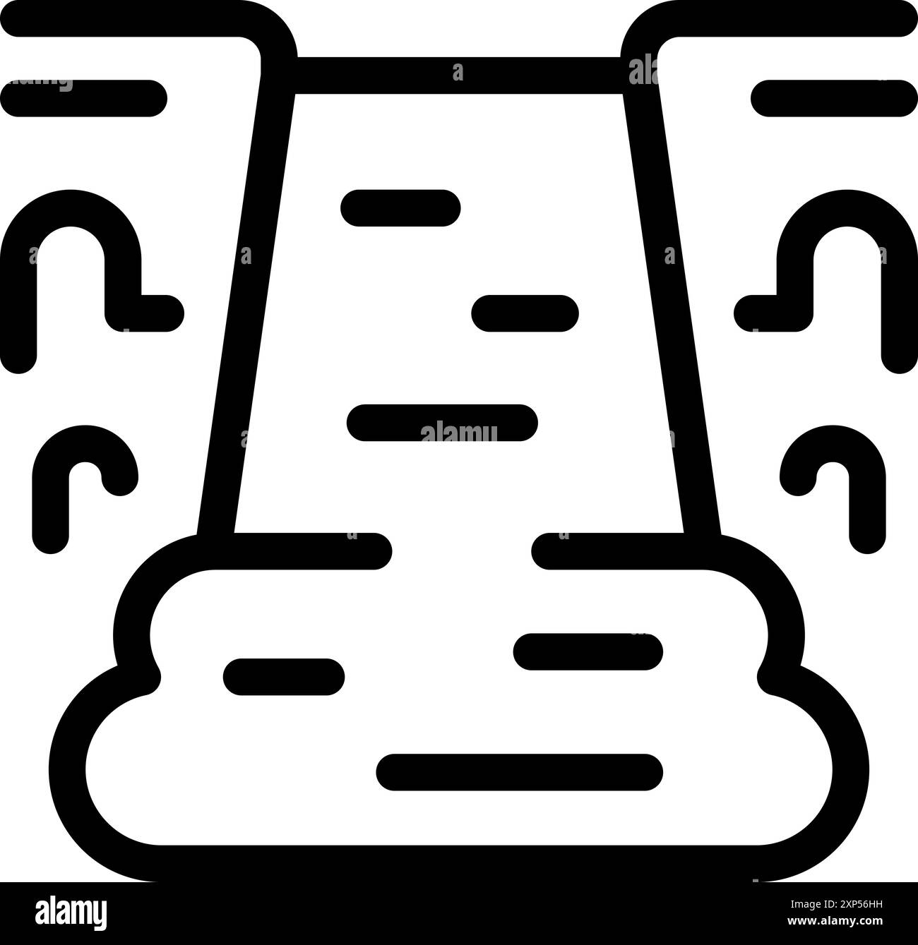 Simple icon of a waterfall flowing into a rocky river stream Stock ...