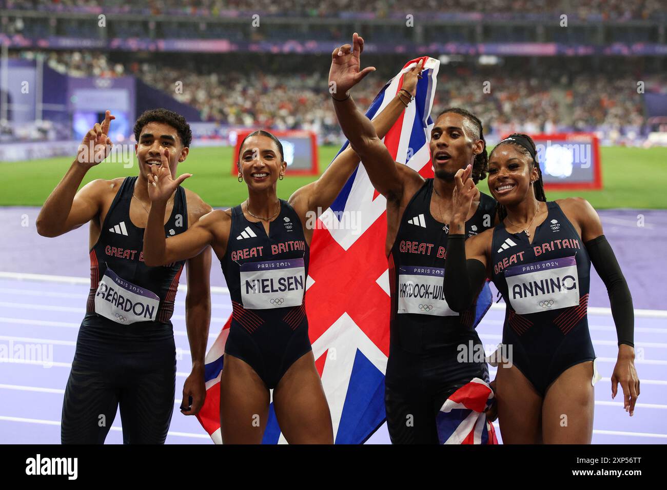 PARIS, FRANCE. 3rd Aug, 2024. Laviai NIelsen, Amber Anning, Alex ...