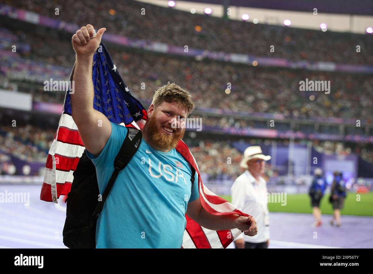 PARIS, FRANCE. 3rd Aug, 2024. Gold medalist Ryan Crouser of Team United ...