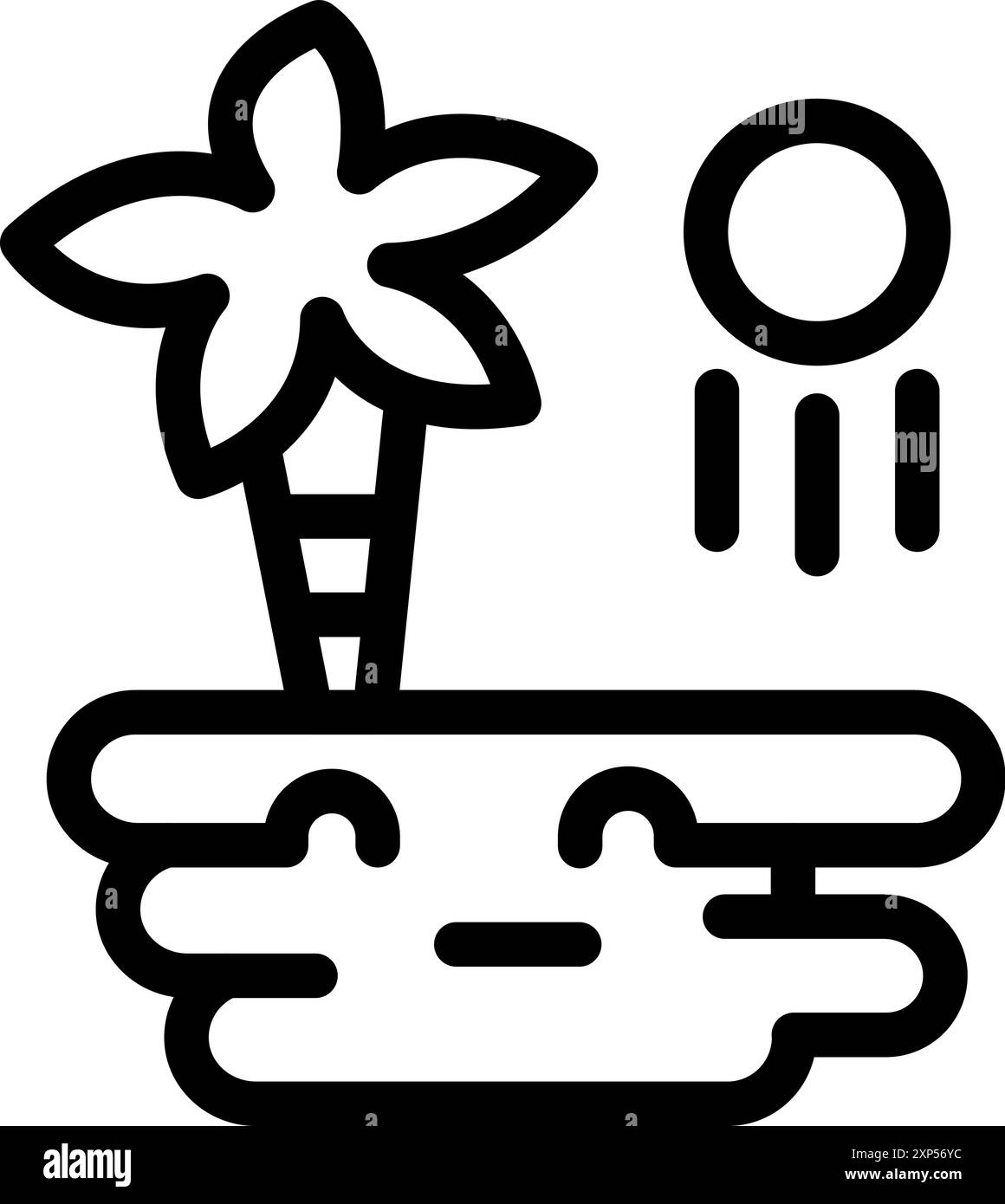 Simple outline icon representing a tropical island for tourism ...