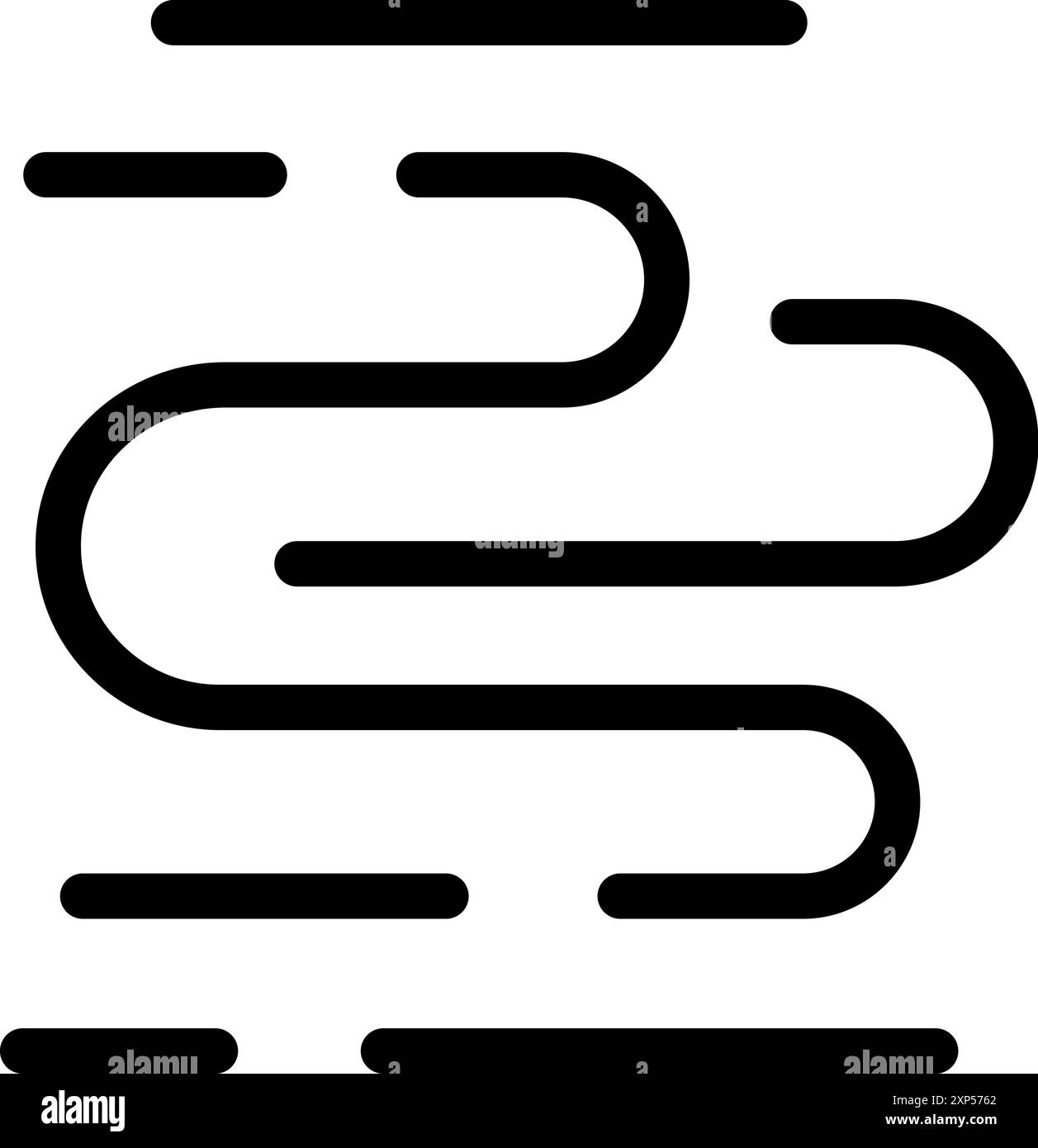 Simple and bold black wind lines icon representing airflow and ...