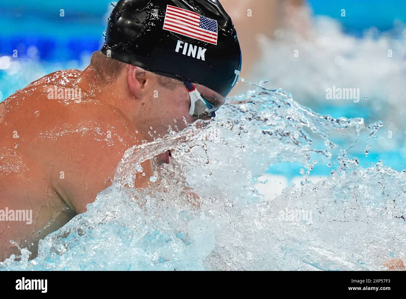 United States' Nic Fink competes in the mixed 4x100-meter medley relay ...