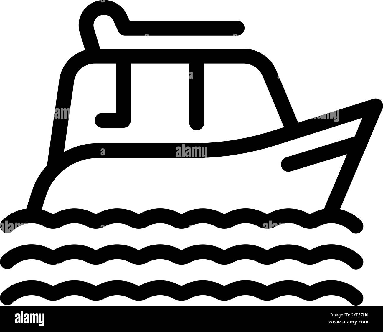 Simple line art of a motor yacht sailing on the sea Stock Vector Image ...