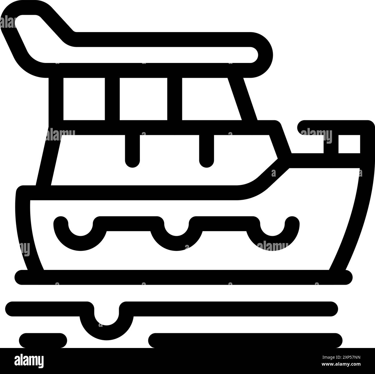Simple black and white icon of a ferry boat crossing a river Stock ...
