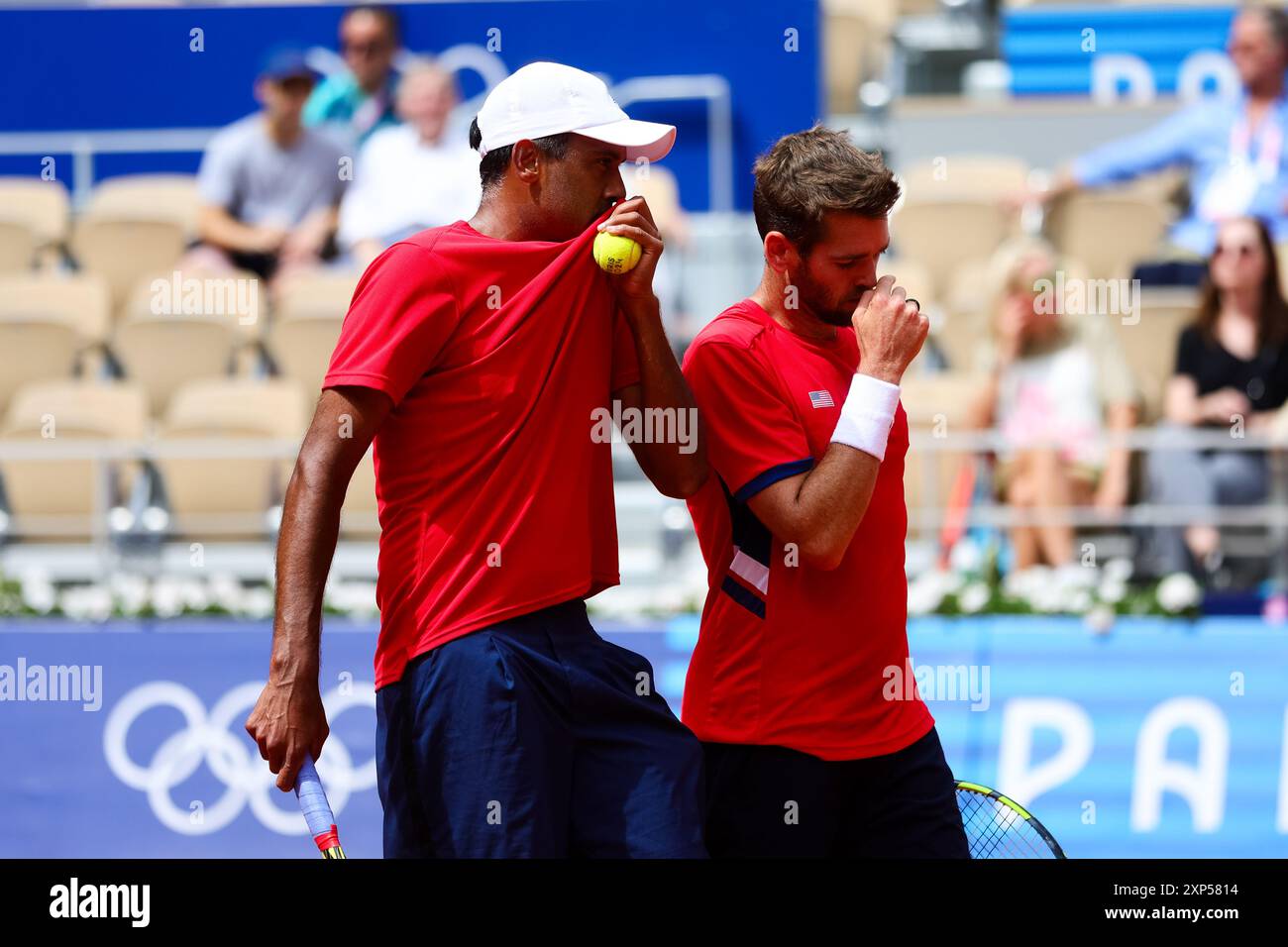 Paris, France, 3 August, 2024. Austin Kraijcek and Rajeev Ram of USA ...