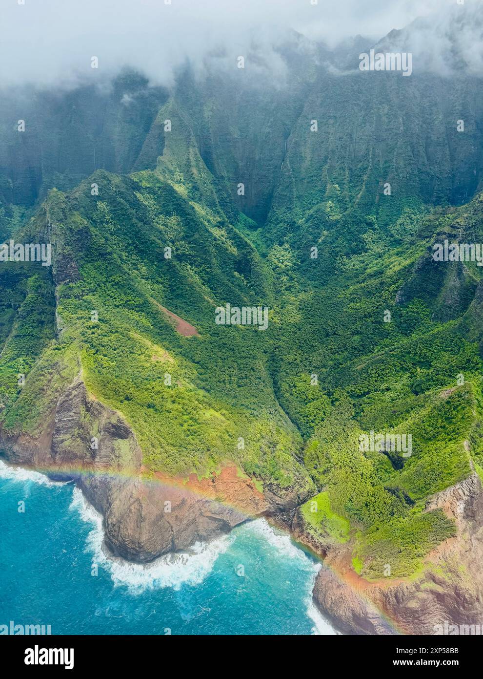 Aerial amazing waterfall coast hawaii hi-res stock photography and ...