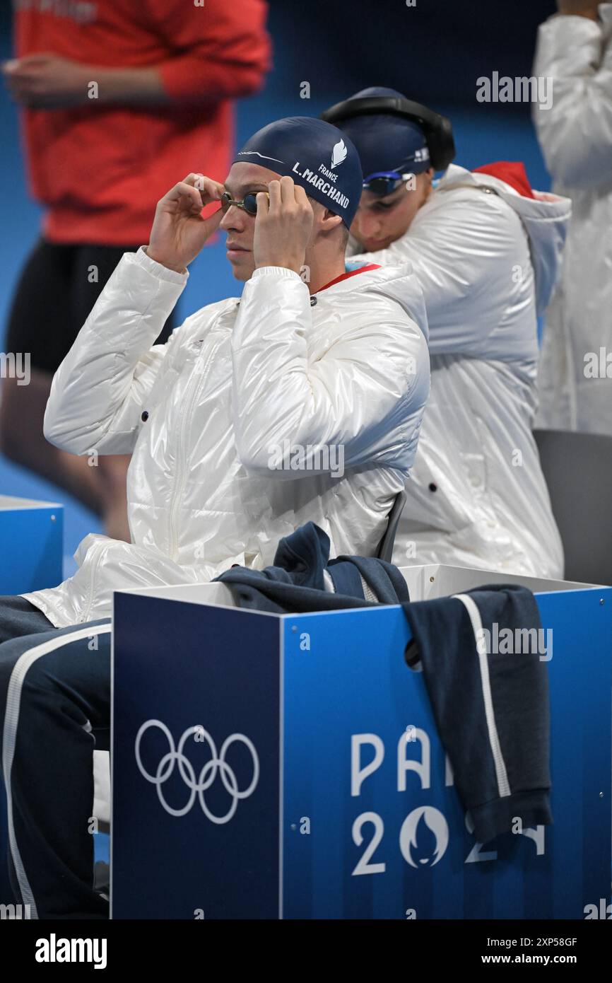Paris, France. 03rd Aug, 2024. Leon Marchand competes during the Mixed ...