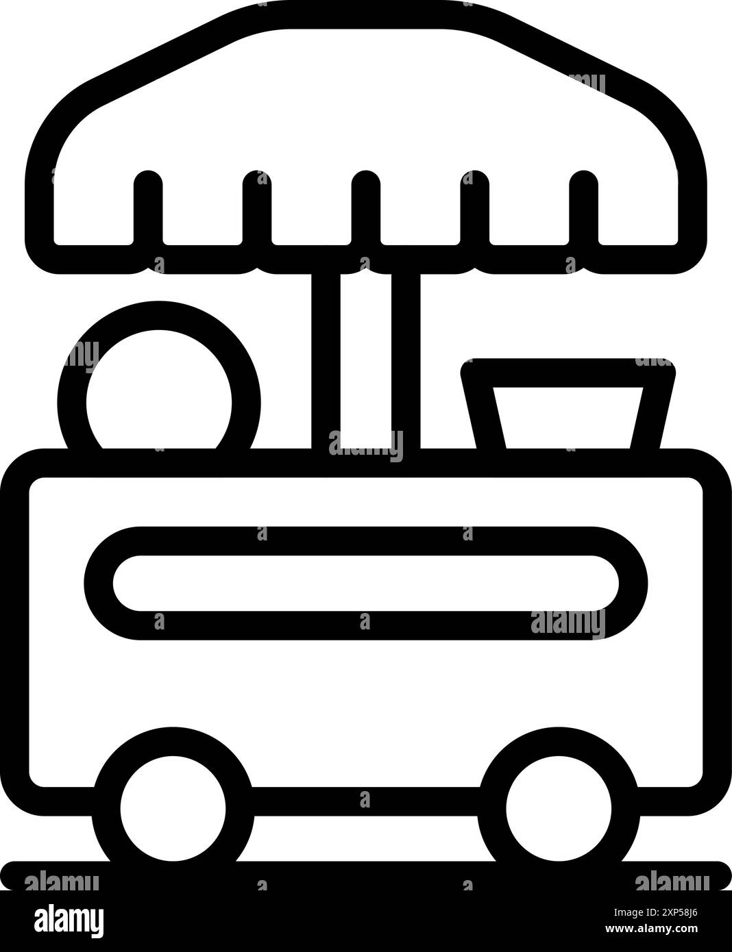 Outline icon of a mobile street food stall with an awning, ready to ...