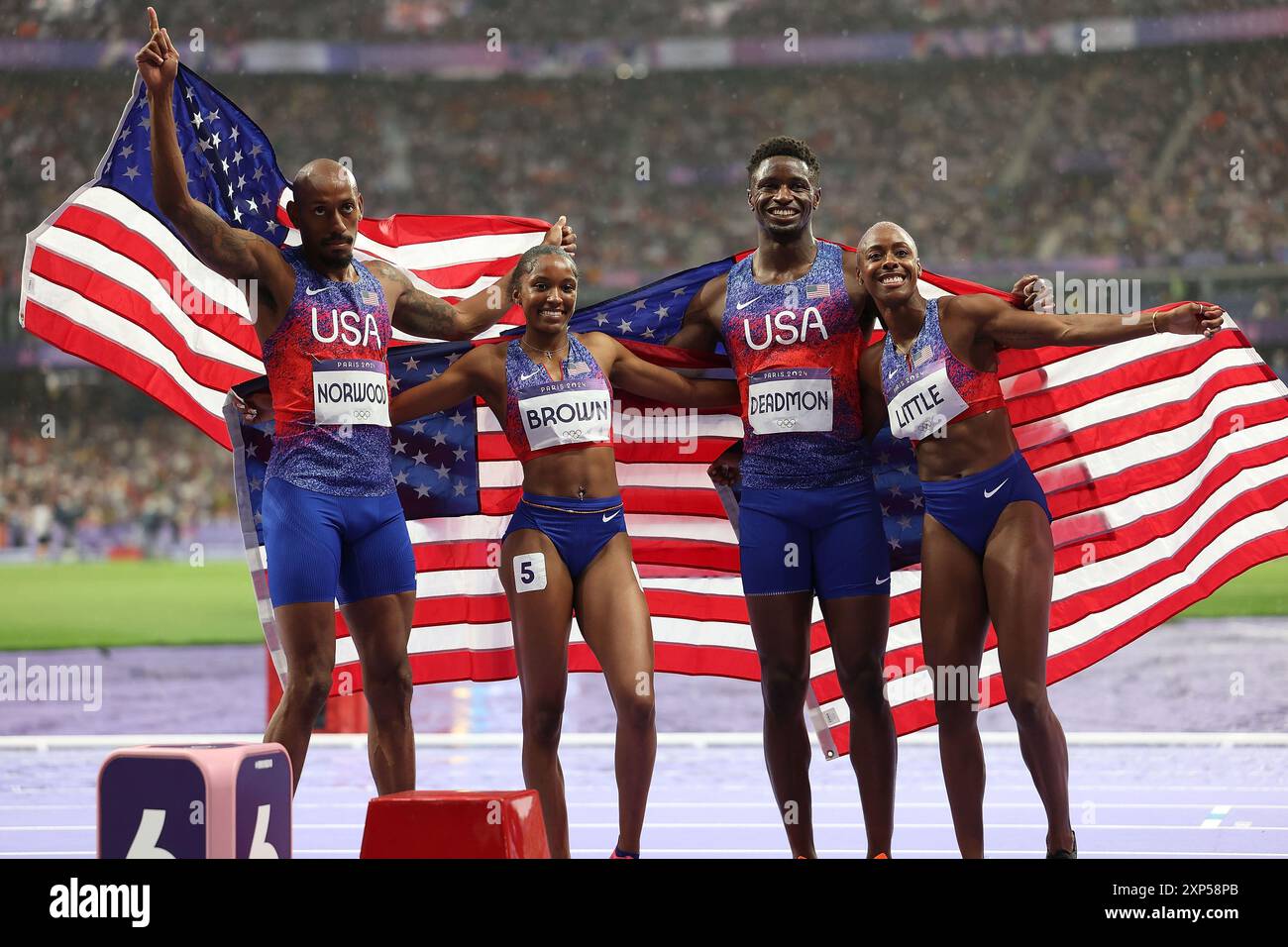 Paris, France. 3rd Aug, 2024. (L to R) Vernon Norwood, Kaylyn Brown ...