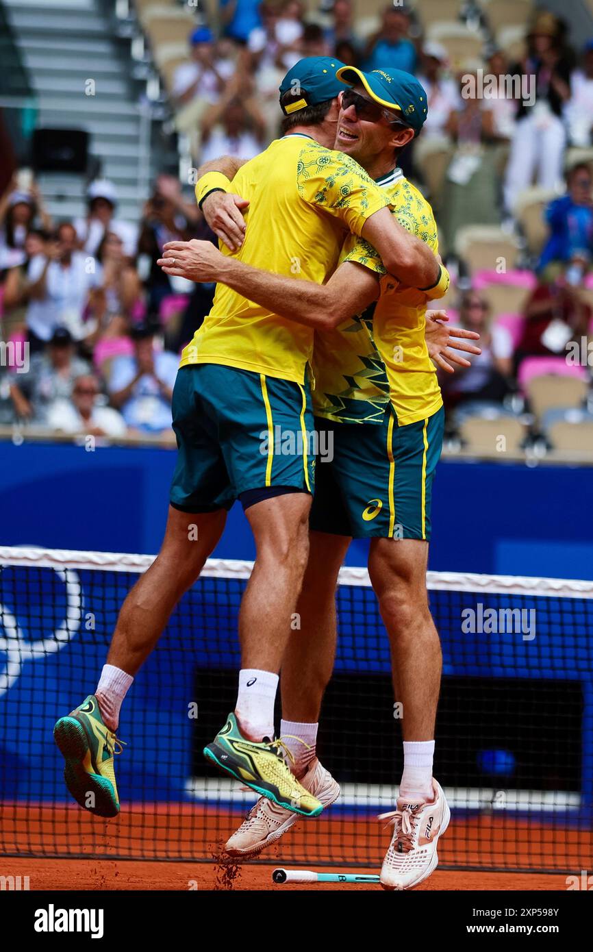 PARIS, FRANCE - AUGUST 03: Matthew Eden and John Peers of Australia ...