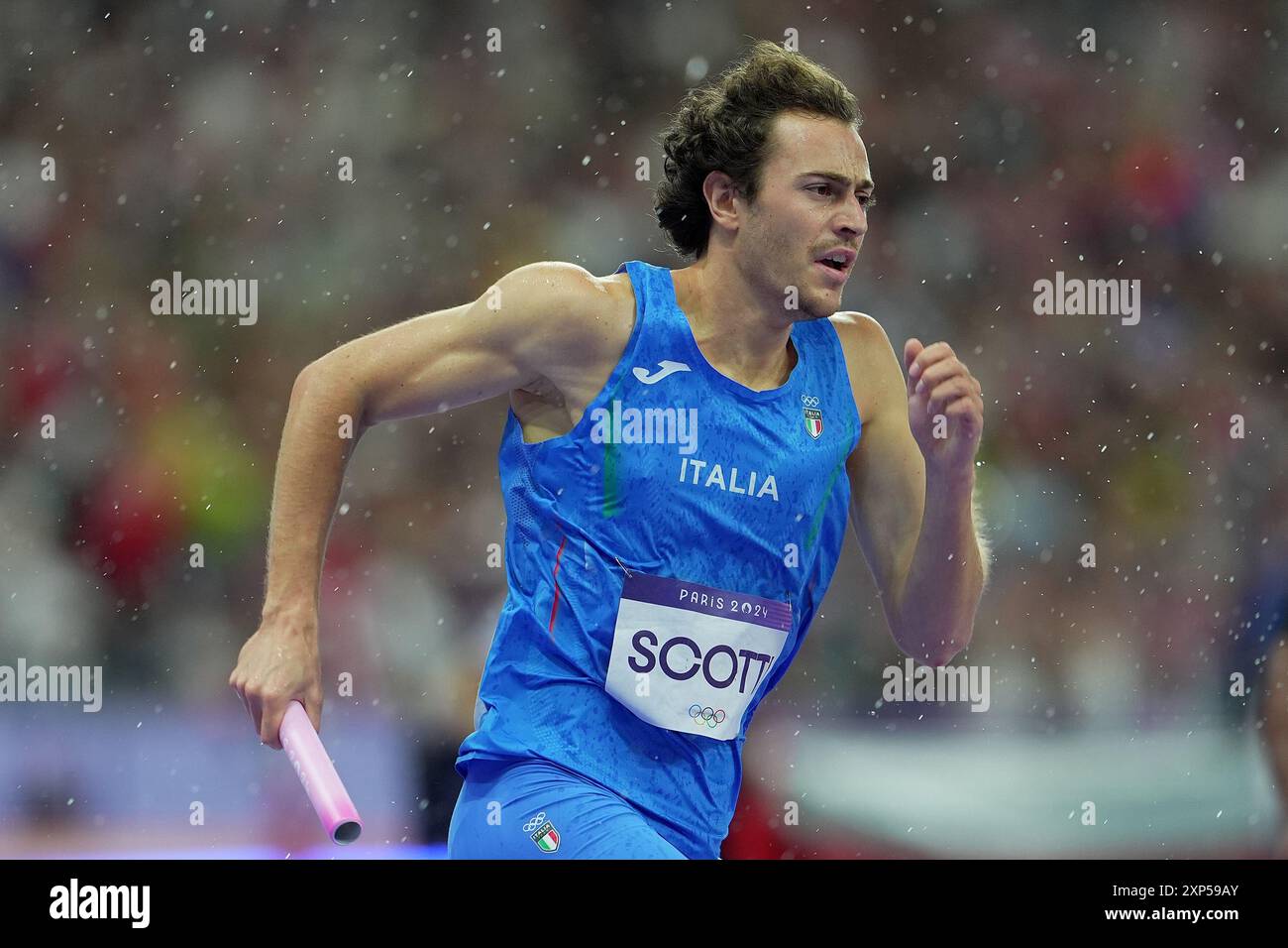 Parigi, France. 03rd Aug, 2024. Edoardo Scotti during 4 x 400 meters ...