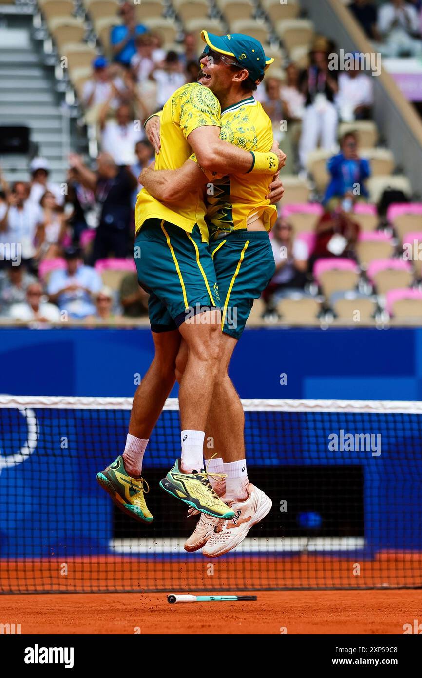 PARIS, FRANCE - AUGUST 03: Matthew Eden and John Peers of Australia ...