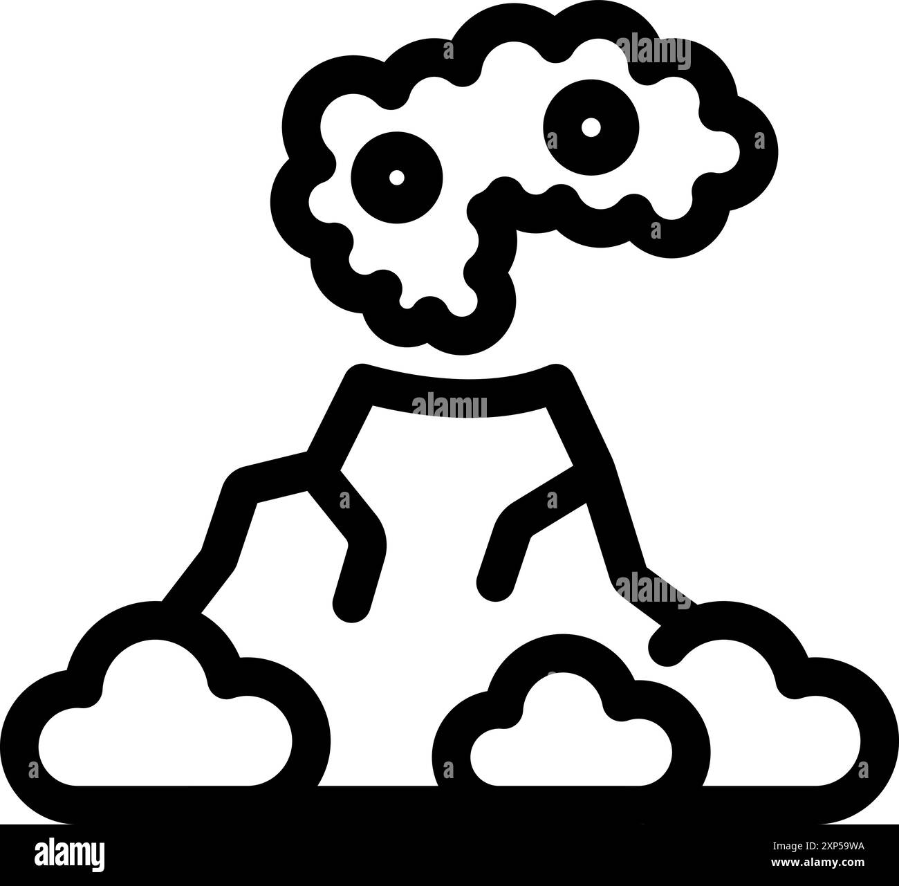 Cartoon illustration of a volcano erupting, spewing hot molten lava and ...