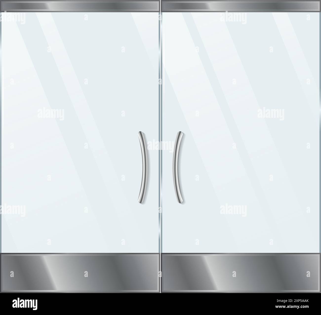 Glass doors illustration. Shiny modern metal entrance Stock Vector ...