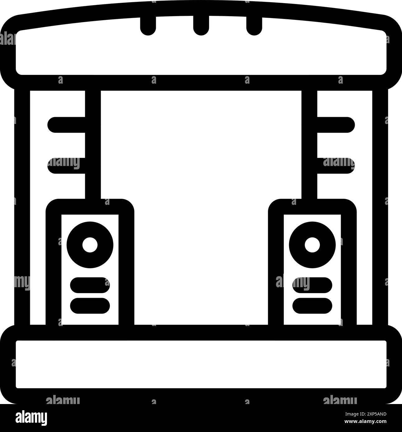 Minimalist icon of a stage podium with a sound system and lighting ...