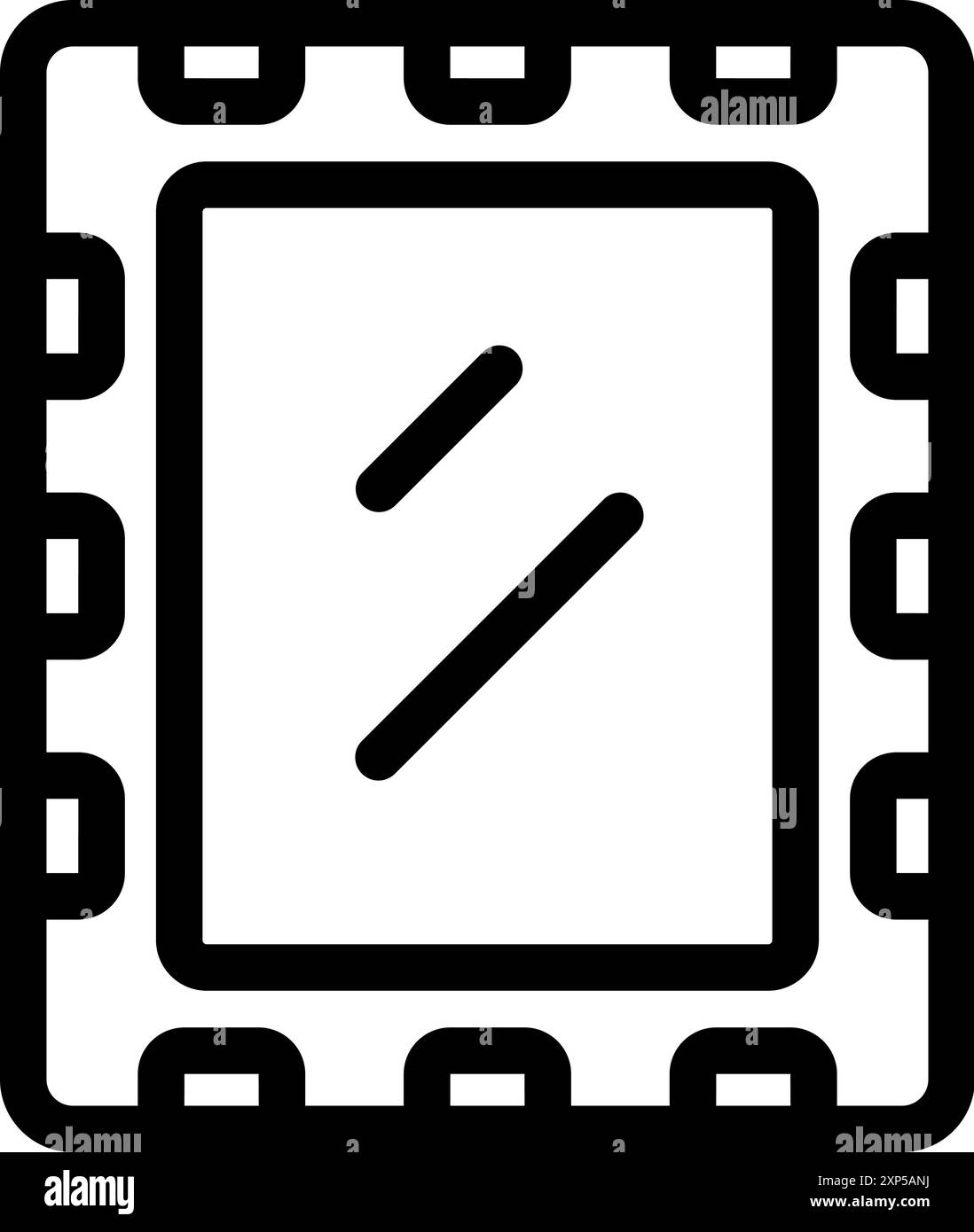 Black line icon representing a cpu chipset showing electronic circuit board connections Stock ...