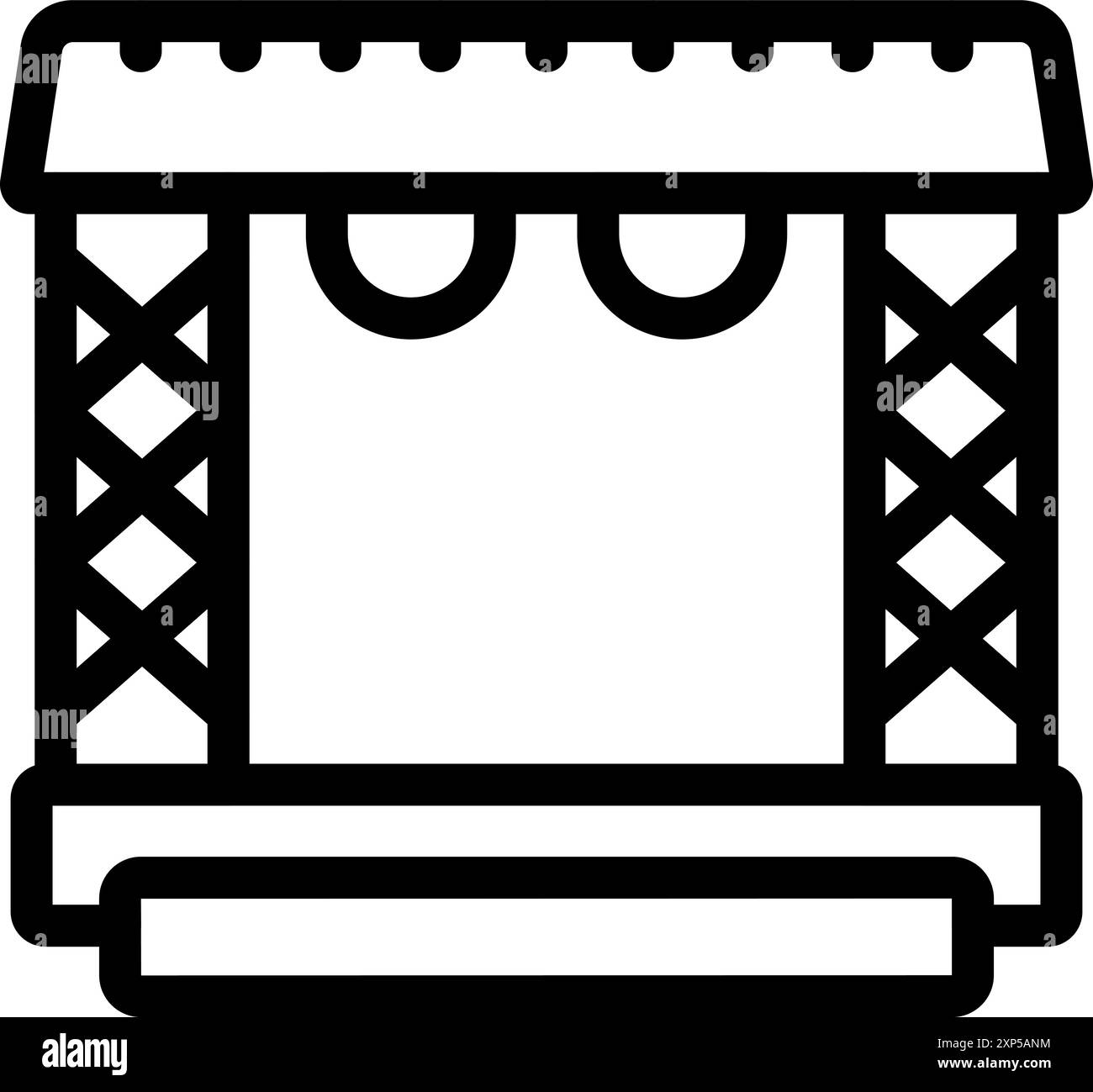 Simple line icon of an outdoor stage, ready for a concert or other ...