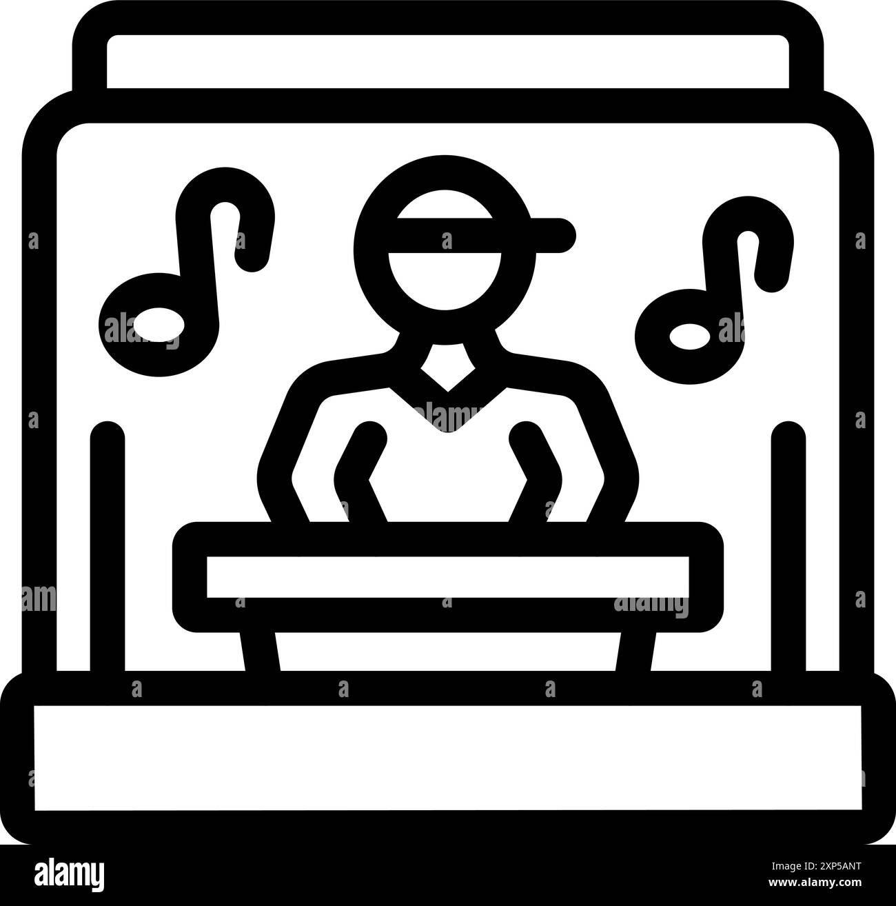 Musician is playing the keyboard on stage with musical notes ...