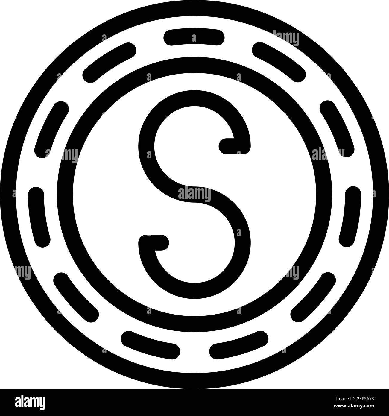 Simple line drawing of a coin with the letter s in the center ...