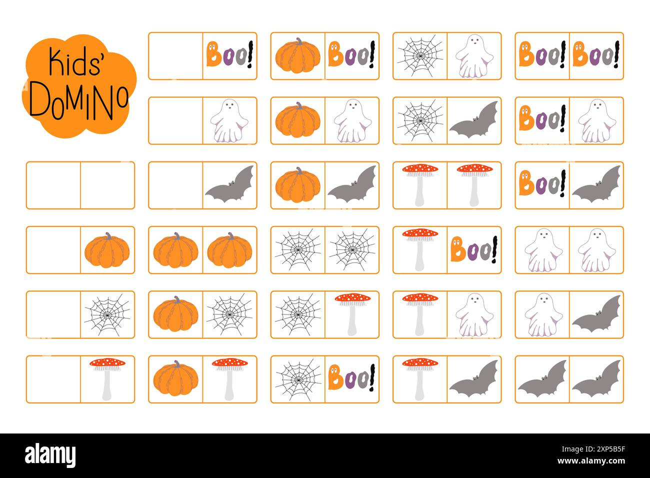 Domino for kids, learning Halloween autumn holiday illustration ...