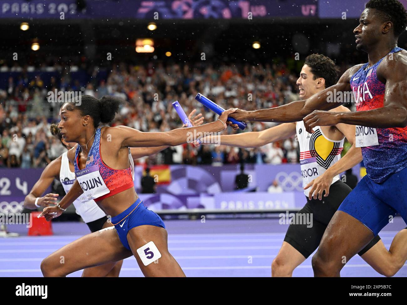 Paris, France. 3rd Aug, 2024. Kaylyn Brown (front L) and Bryce Deadmon ...