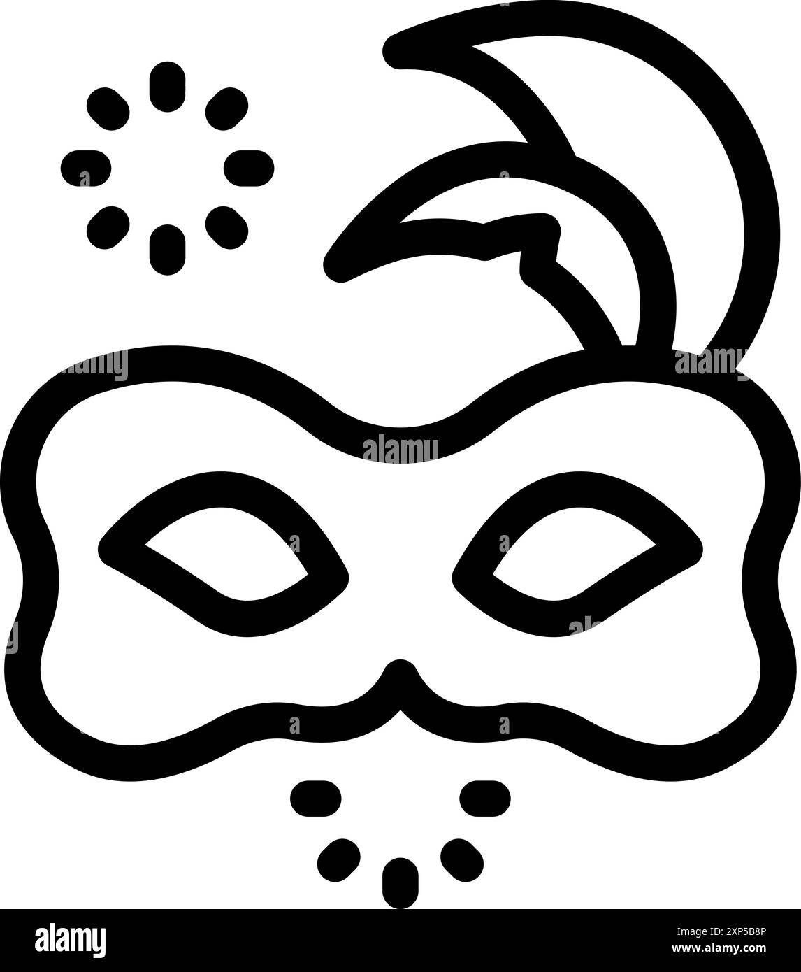 Simple line drawing of a carnival mask with feathers, evoking the ...