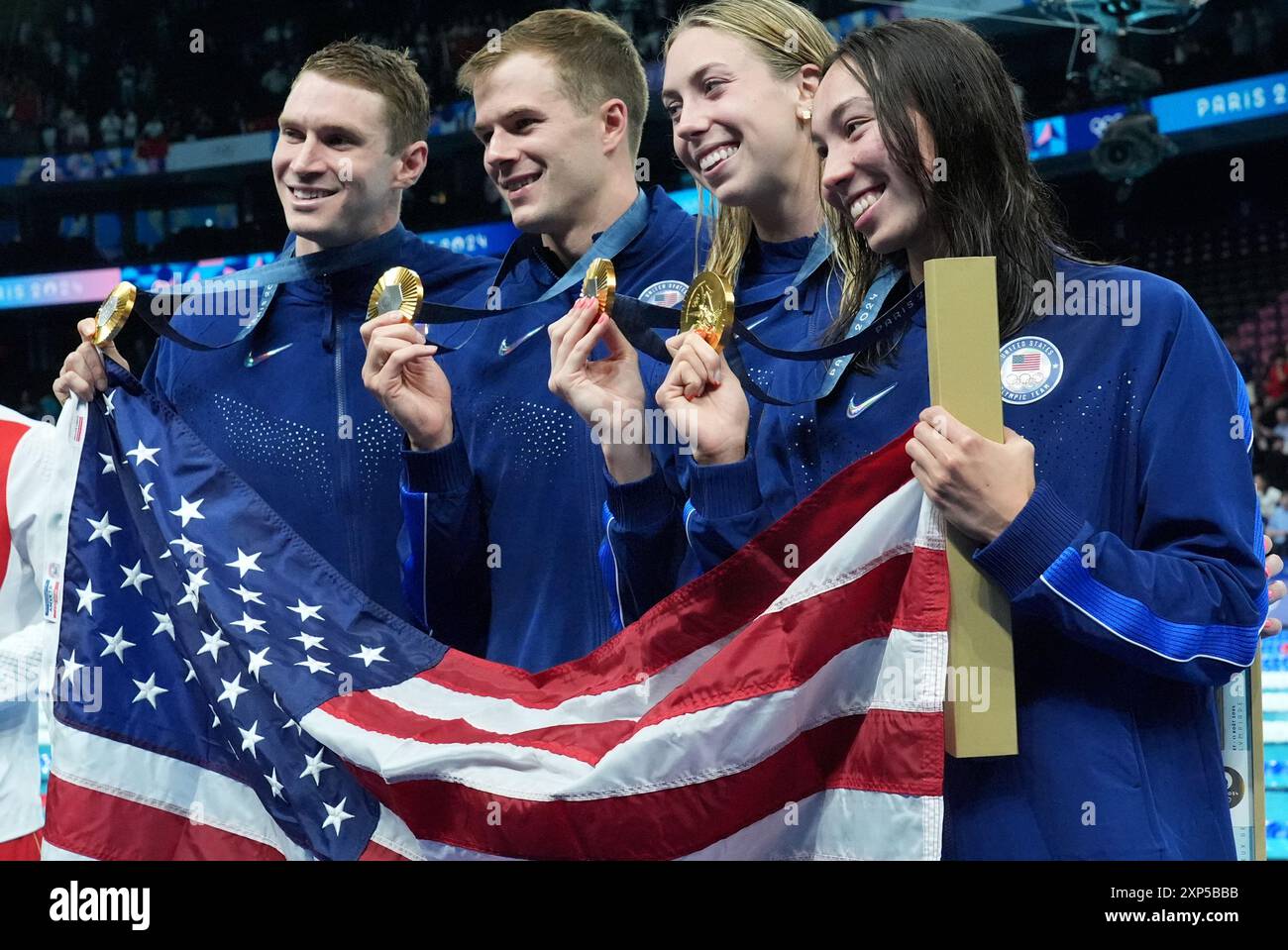 Paris, France. 03rd Aug, 2024. USA's Ryan Murphy, Nick Fink, Gretchen ...