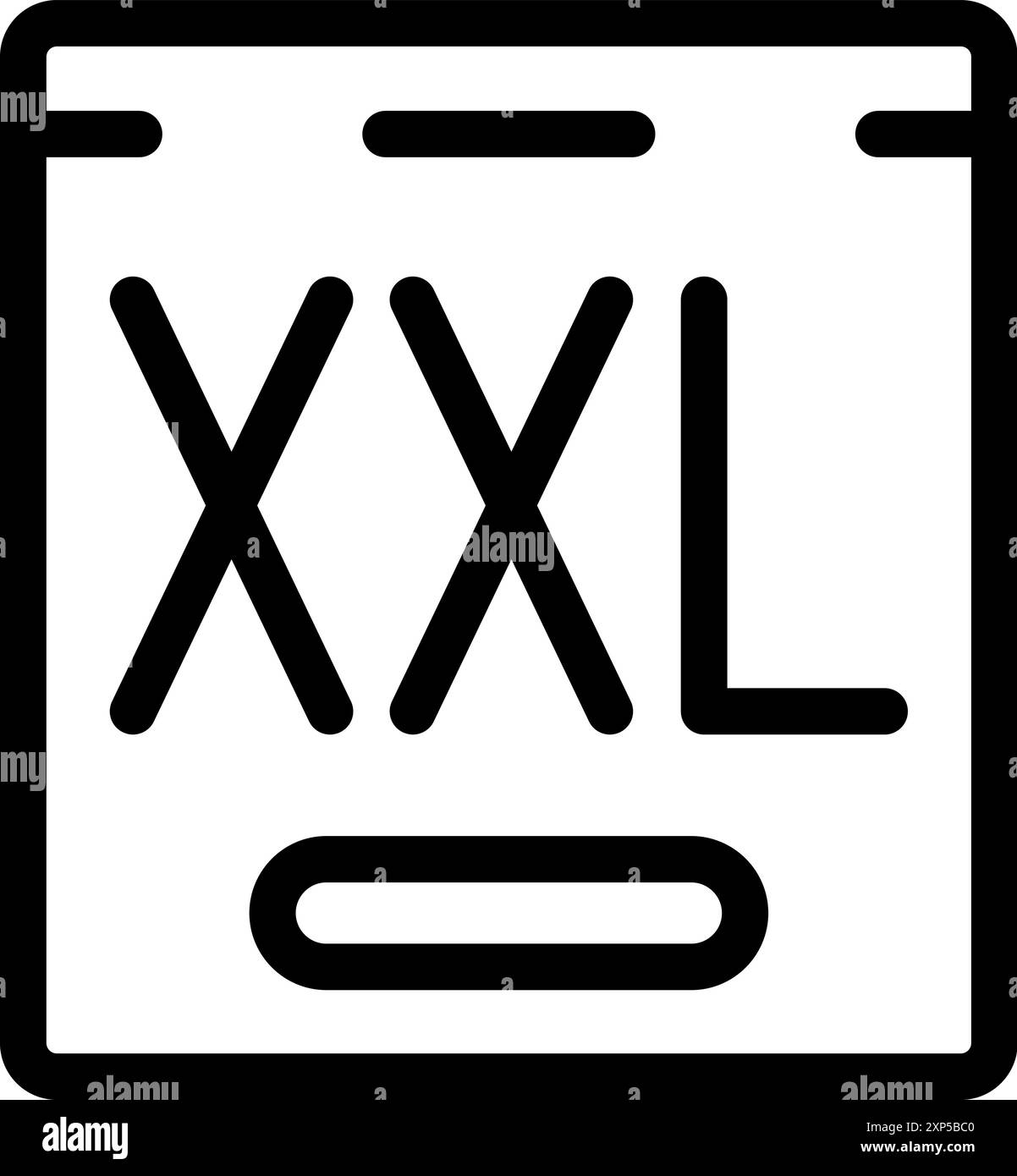 Simple black line art icon of an xxl clothing size label, useful for ...