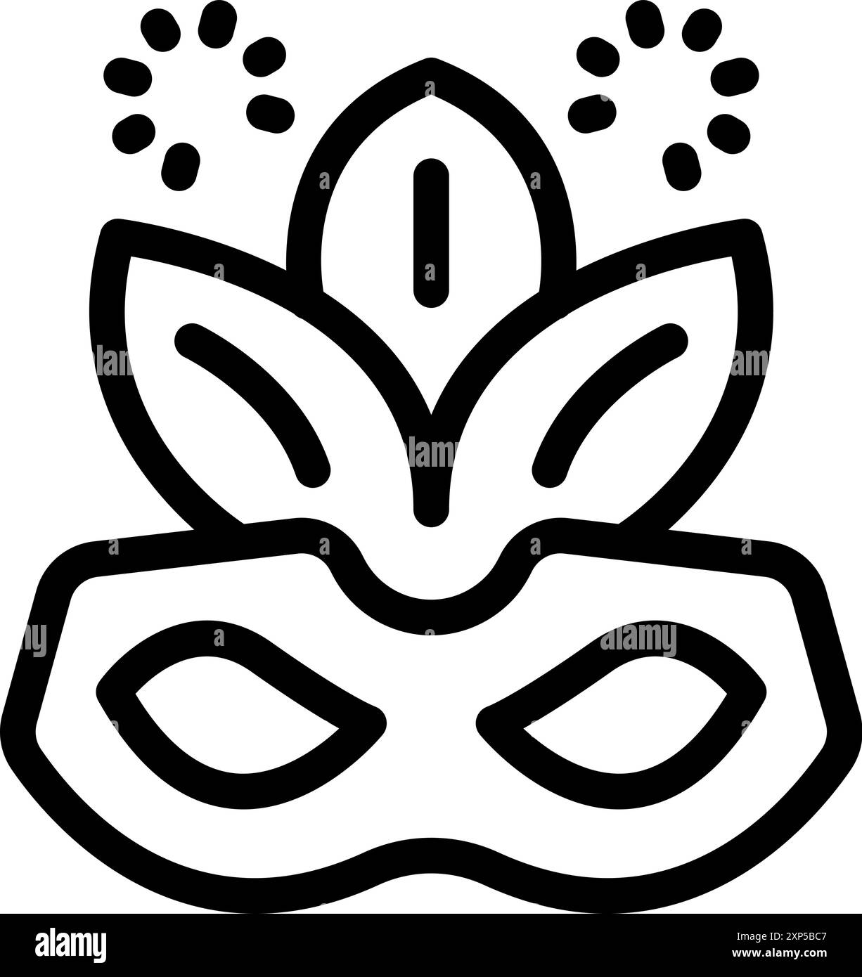 Simple line art icon of a festive carnival mask, perfect for ...
