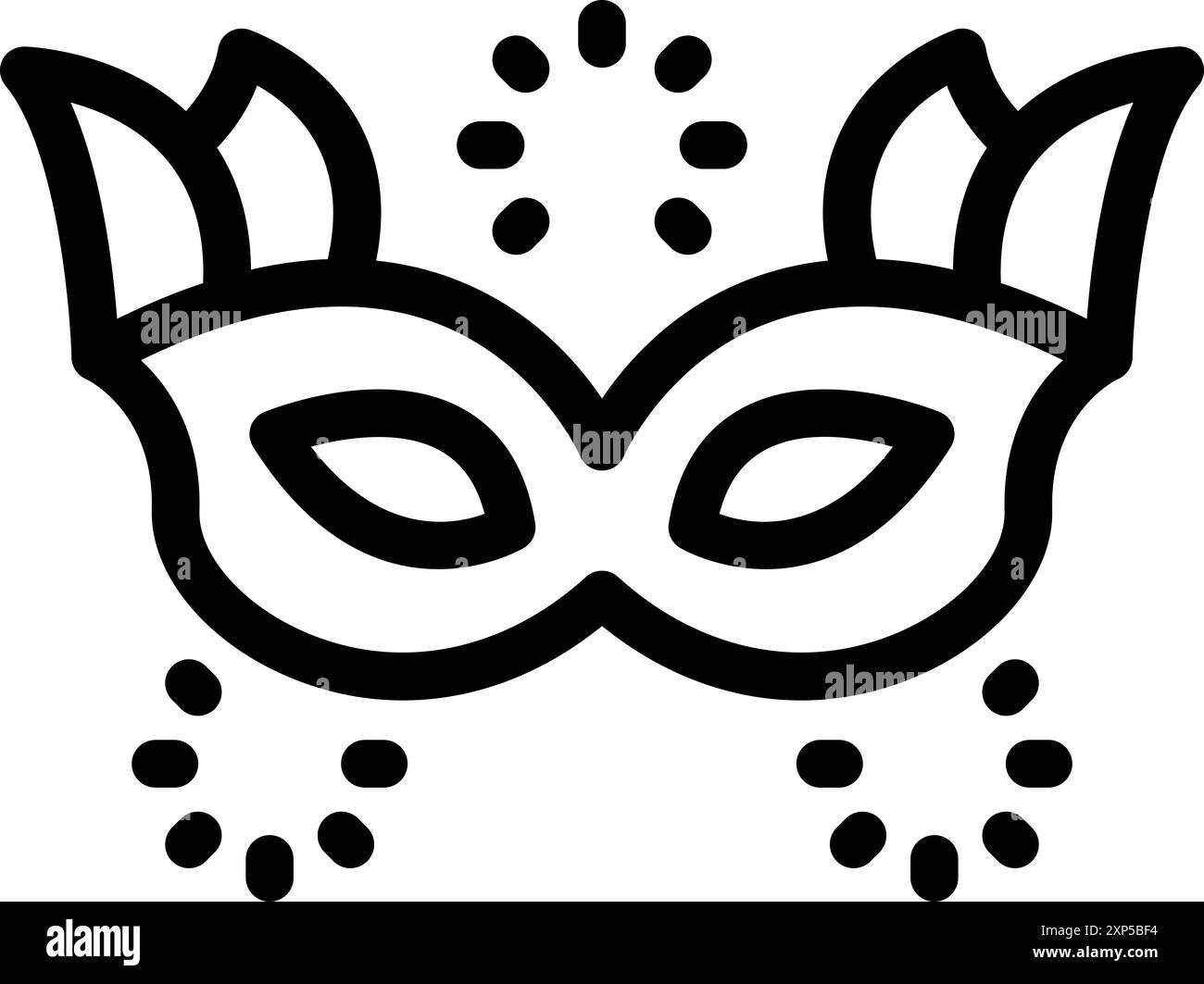 Simple line drawing of a carnival mask with feathers surrounded by ...