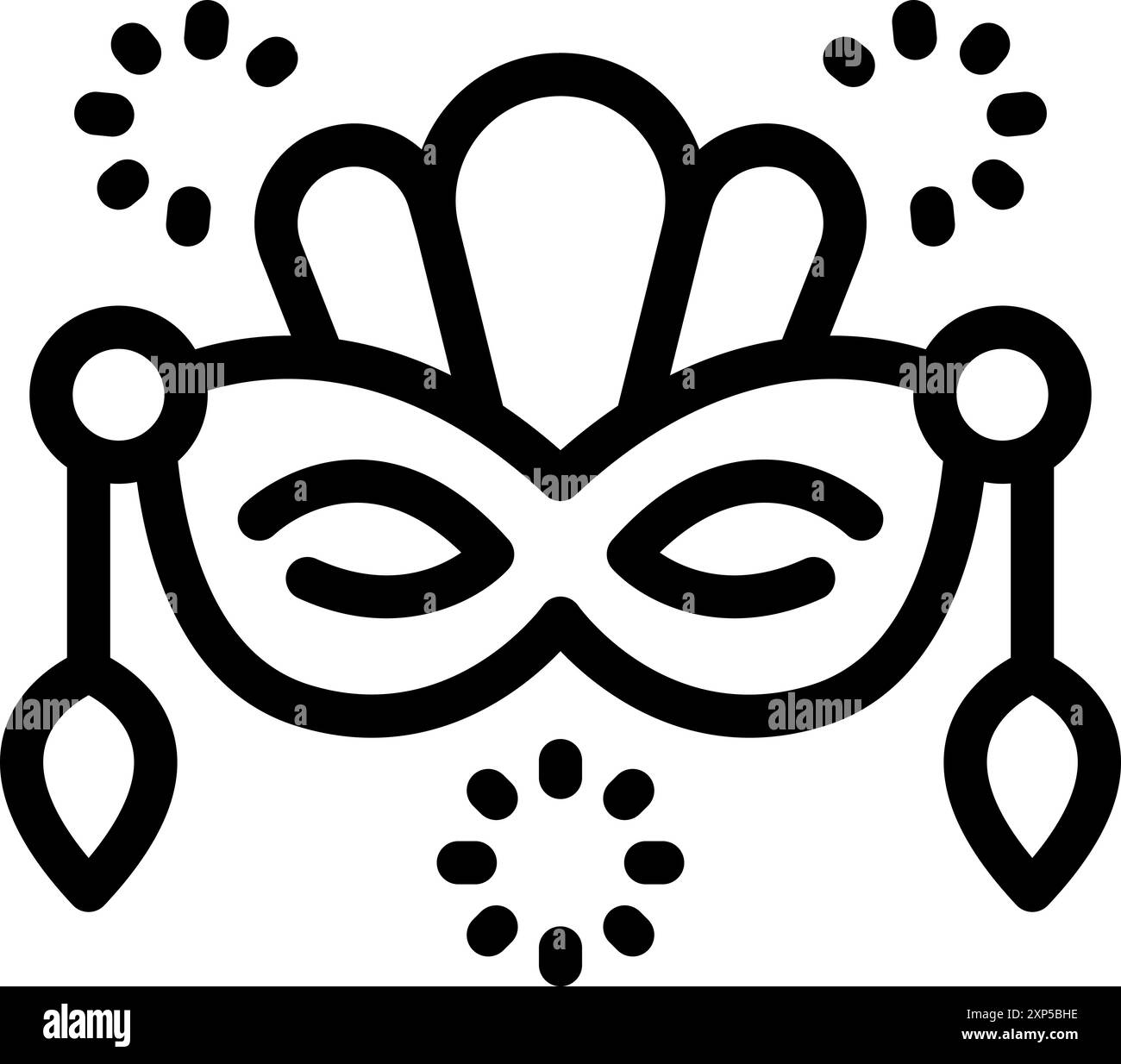 Line art icon of a carnival mask with feathers, celebrating mardi gras ...