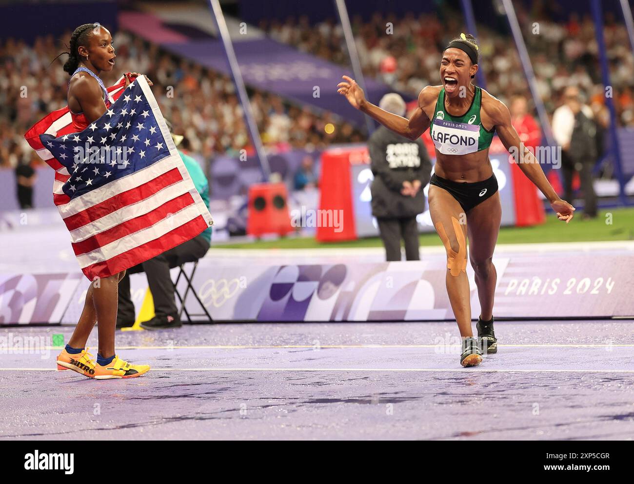 Paris, France. 3rd Aug, 2024. Thea Lafond (R) of Dominica and Jasmine ...