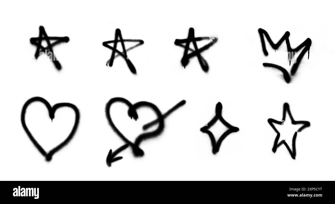 Spray painted hearts and stars. Graffiti symbols Stock Photo - Alamy