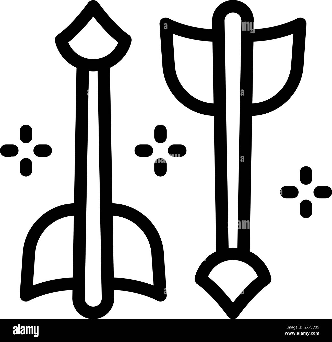 Line art icon of medieval weapons, a halberd and an arrow, surrounded ...
