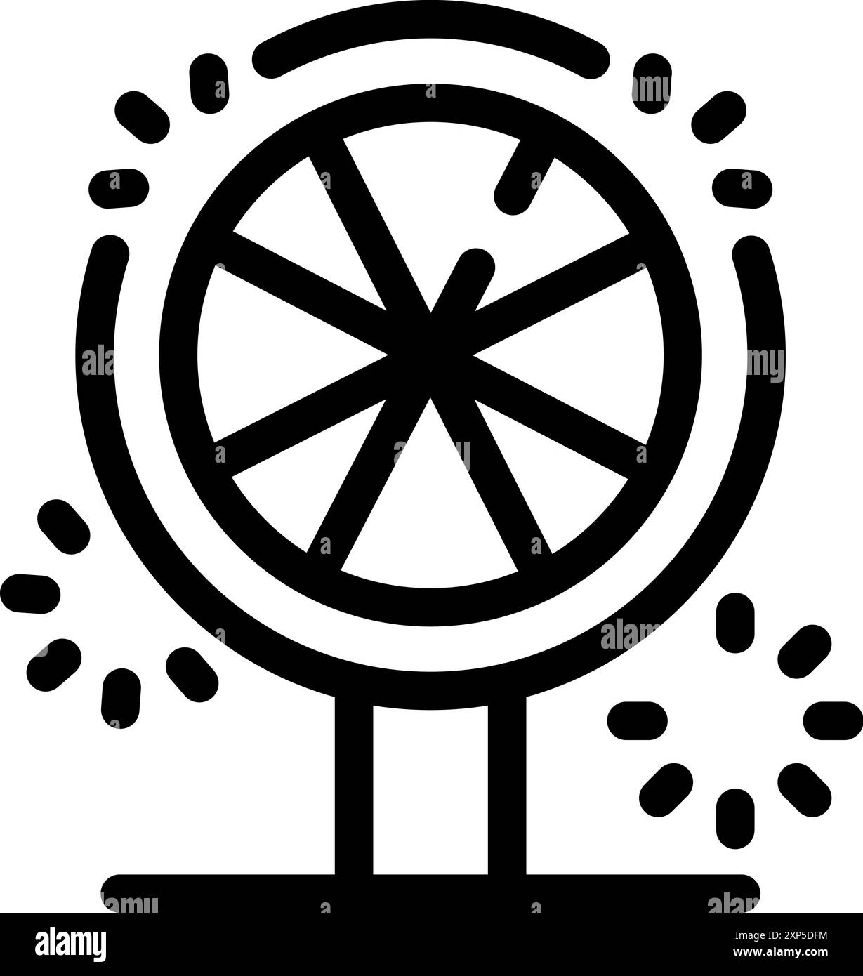 Classic wheel of fortune is spinning, surrounded by sparks, creating an ...