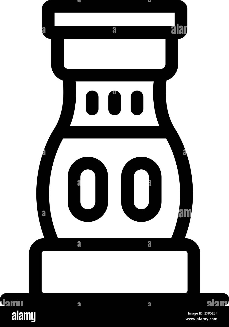 Chess piece rook standing on top of chessboard square in outline style ...