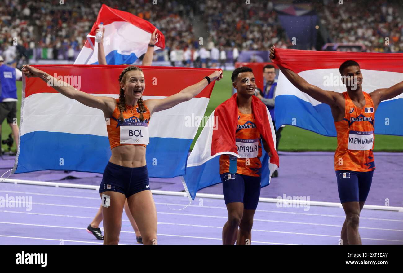 Paris, France. 3rd Aug, 2024. Paris Olympics: Athletics. (left to right ...