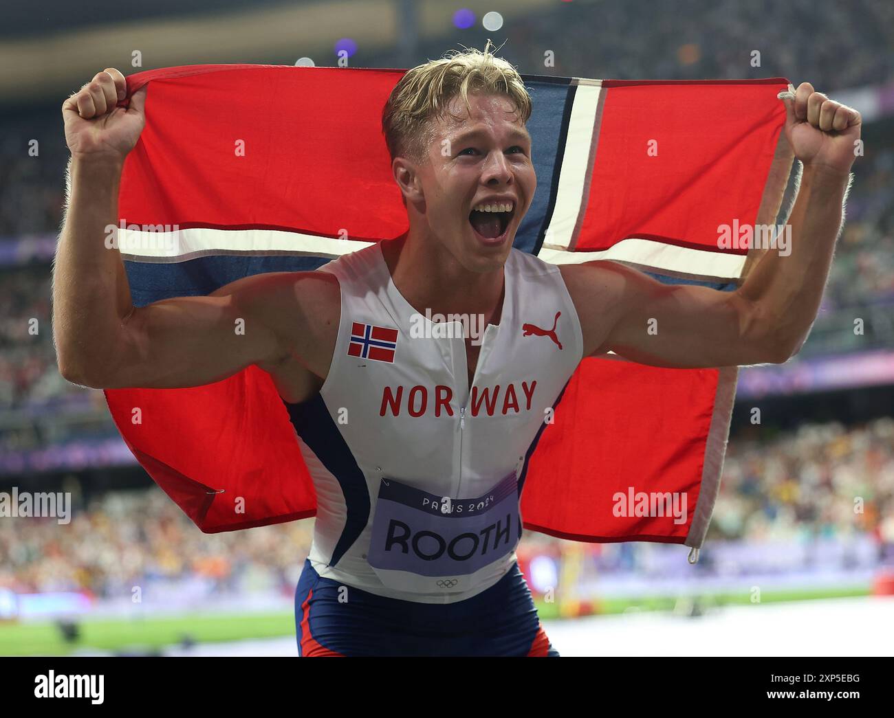 Paris, France. 3rd Aug, 2024. Markus Rooth of Norway celebrates after ...
