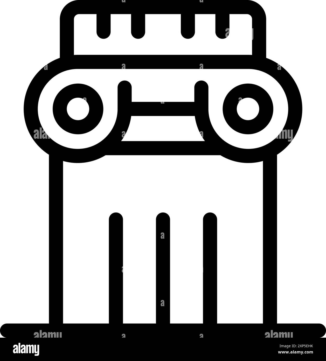 Line art icon of an ionic order column, a symbol of ancient greek ...